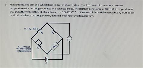 Solved An RTD Forms One Arm Of A Wheatstone Bridge As Chegg