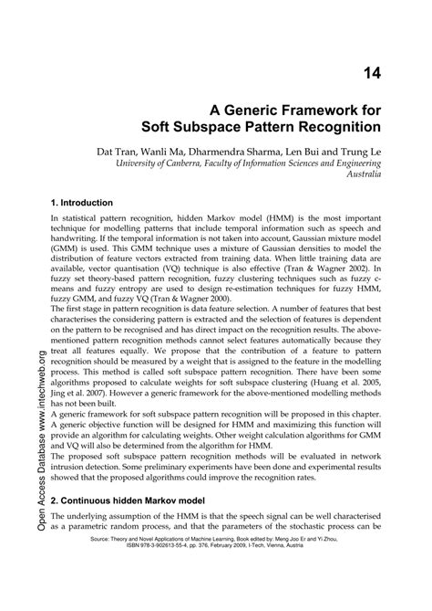 pdf a generic framework for soft subspace pattern recognition