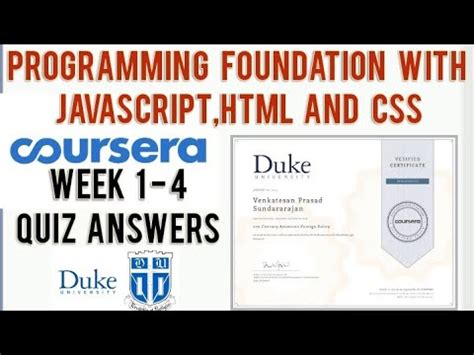 Coursera: Programming Foundations With JavaScript, HTML and CSS Week 1 to Week 4 Quiz Answers ...