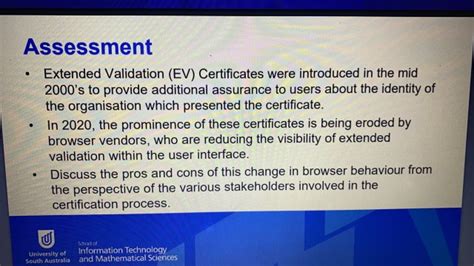 Solved Assessment Extended Validation EV Certificates Were Chegg Com