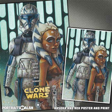 Captain Rex And Ahsoka Tano X Poster And X Print Fan Art Portrait Of Rex And Ahsoka