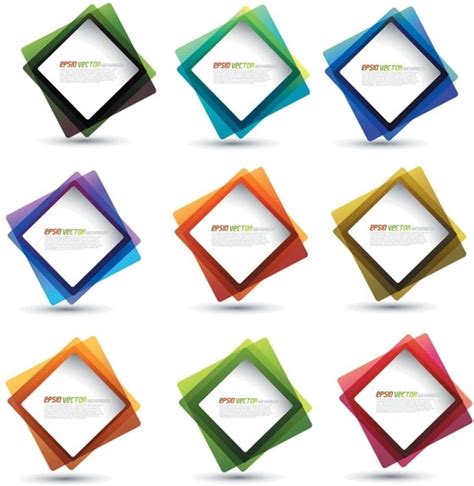 Square Frames Collection Colorful Design Overlapping Style Vectors Images Graphic Art Designs In