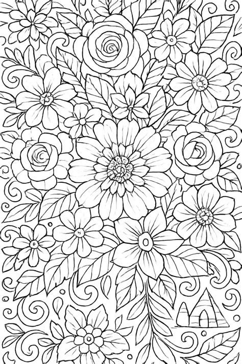 Floral Pattern Coloring Page Intricate Botanical Design Floral