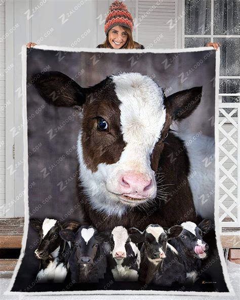 Cow Cute Calves Sherpa Fleece Blanket Design Trend