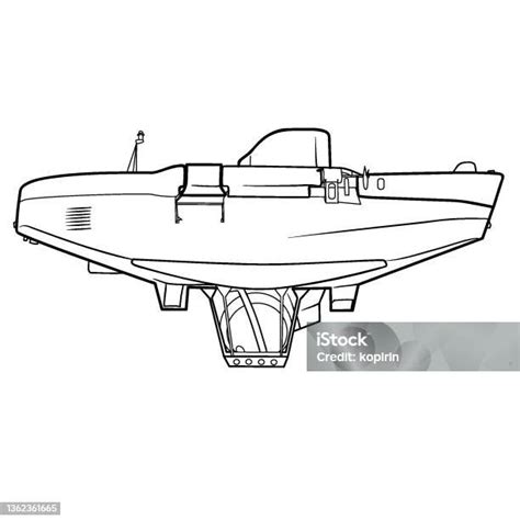 스케치 잠수함 색칠 공부 흰색 배경에 고립 된 개체 만화 일러스트 벡터 0명에 대한 스톡 벡터 아트 및 기타 이미지 0명 군사 그리기 Istock