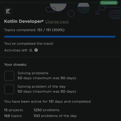 i finally got to 100 in kotlin r hyperskill