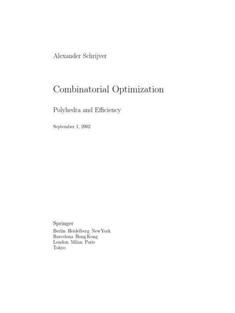 Combinatorial Optimization Alexander Schrijver Pdf Discrete