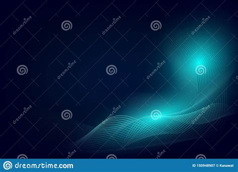 Blue Particle Line Wave Abstract Background Modern Design With Copy
