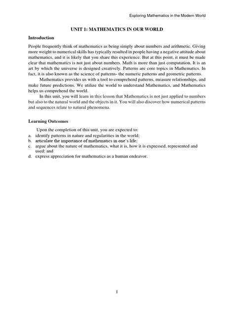 unit 1 mathematics in our world pdf fractal pattern