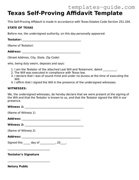 Valid Texas Self Proving Affidavit Forms Blank Pdf Template