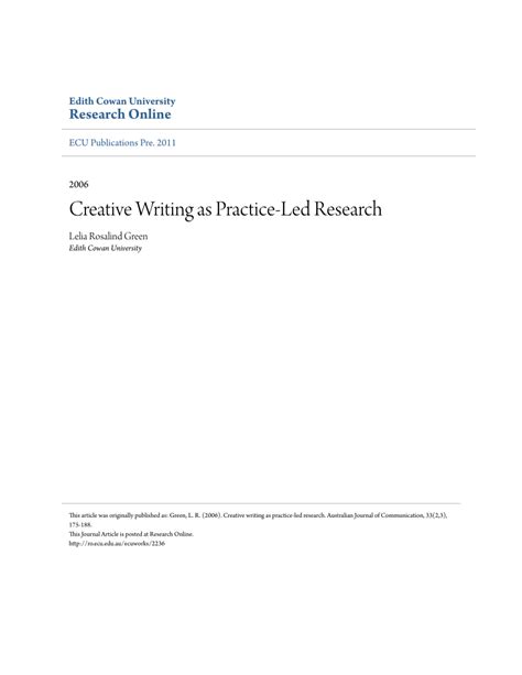 Pdf Creative Writing As Practice Led Research