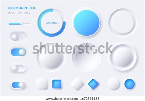 Neomorphic Ui Ux White Design Elements Stock Vector Royalty Free