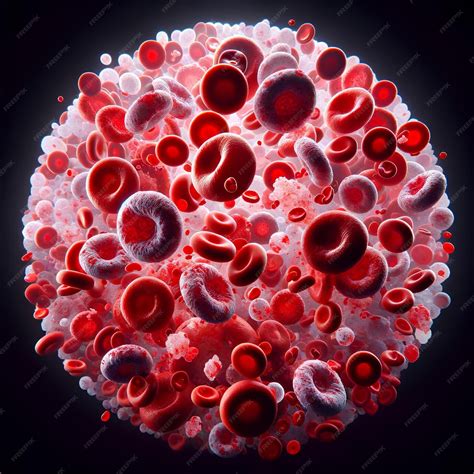 Microscopic View Of Red Blood Cells In A Dynamic Cluster Premium Ai