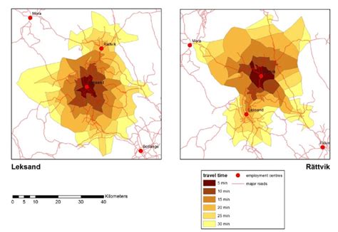 Voronoi drive time isochrones for Leksand and Rättvik Download Scientific Diagram