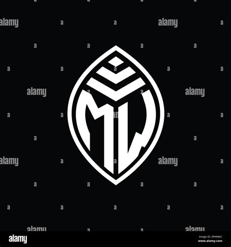 Mw Logo Monogram Elegant Leaf Shape Isolated Outline Design Template