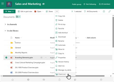 Sharepoint 라이브러리의 파일 변경 내용을 체크 아웃 검사 또는 삭제 Microsoft 지원