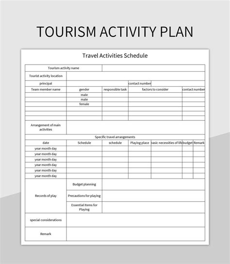 Tourism Activity Plan Excel Template And Google Sheets File For Free Download Slidesdocs