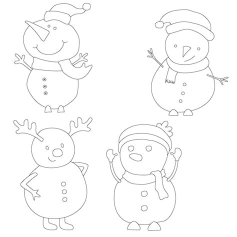 4 쪽 무료로 다운로드 가능한 겨울 색칠도안 벡터 And 일러스트 Freepik