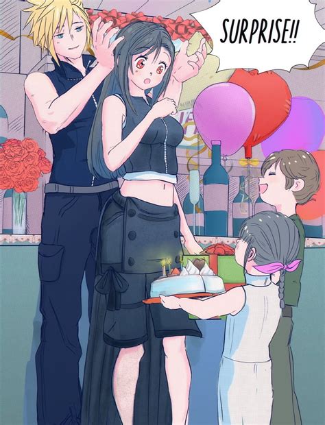Tifa Lockhart Cloud Strife Marlene Wallace And Denzel Final Fantasy