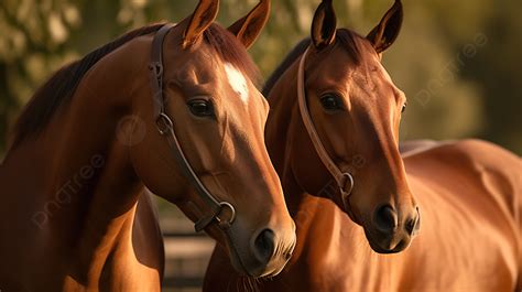 갈색 말 두 마리가 나란히 서 있다 베이 말의 사진 배경 일러스트 및 사진 무료 다운로드 Pngtree