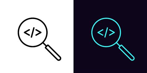 Ilustración De Icono De Lupa De Contorno Con Trazo Editable Marco De Lupa Con Signo De Código