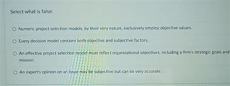 Solved Select What Is Falsenumeric Project Selection