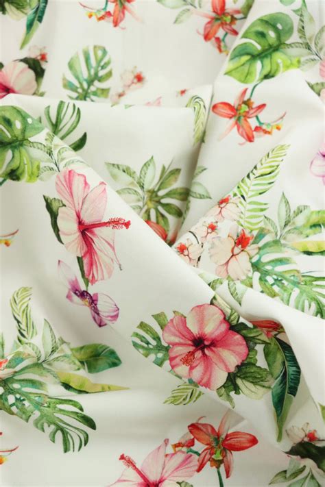 Tropical Floral Print Italian Cotton Shirting Surge Fabric Shop
