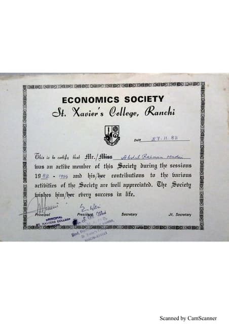 Club And Society Certificate Pdf