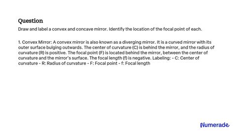 solved draw and label a convex and concave mirror identify the