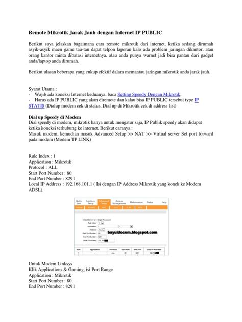 Remote Mikrotik Jarak Jauh Dengan Internet Ip Public Pdf