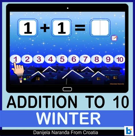 Winter Math Addition Subtraction To 10 On A Number Path Boom ™ Cards