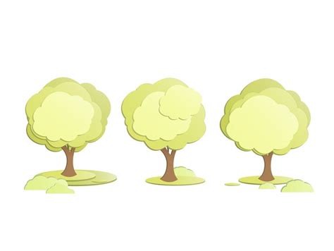 흰색 배경에 고립 된 나무의 집합 프리미엄 벡터