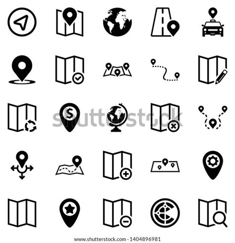 Map Location Icon Set Black Series 库存矢量图（免版税）1404896981 Shutterstock