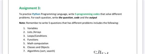 Solved Assignment 3 To Practice Python Programming