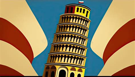 Leaning Tower Landmark Stock Illustration Illustration Of Line 269236566