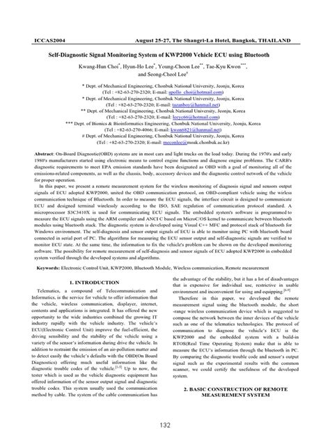 self diagnostic signal monitoring system of kwp2000 vehicle ecu pdf
