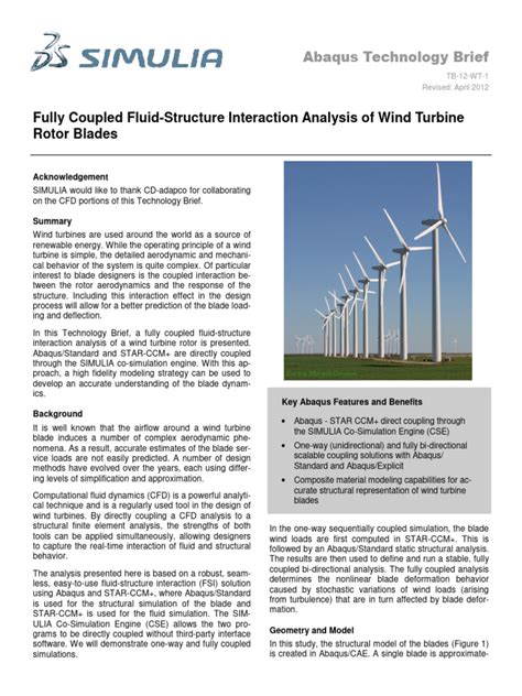 En Coupled Fluid Structure Interaction Analysis Wind Turbine 12 Pdf