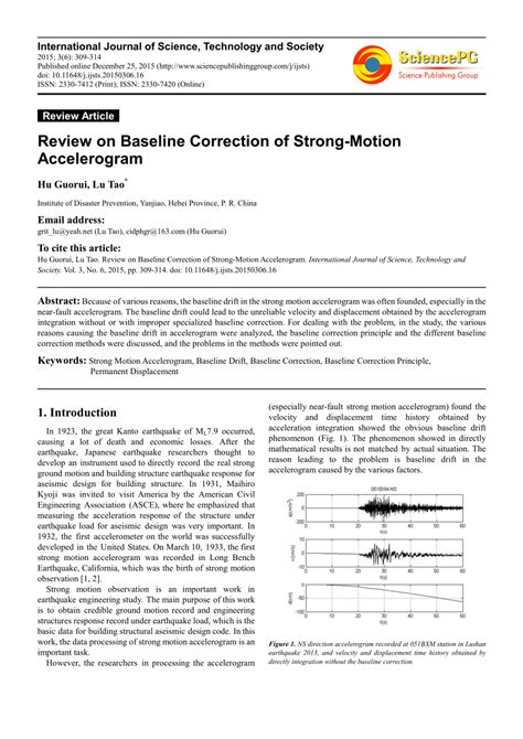 Pdf Review On Baseline Correction Of Strong Motion Accelerogram