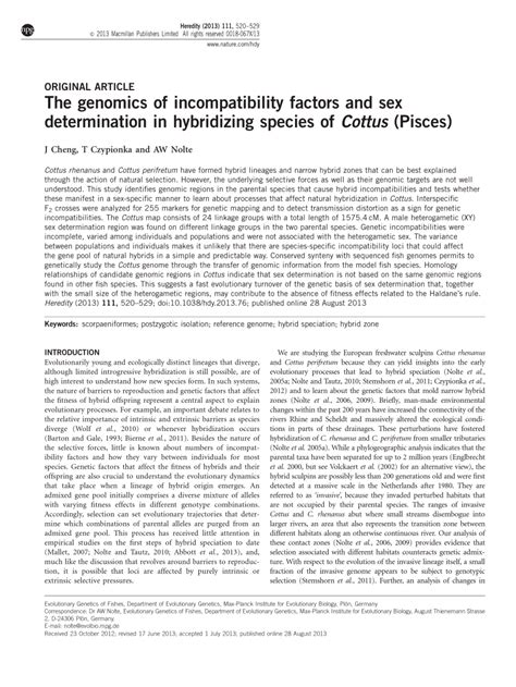 Pdf The Genomics Of Incompatibility Factors And Sex Determination In Hybridizing Species Of