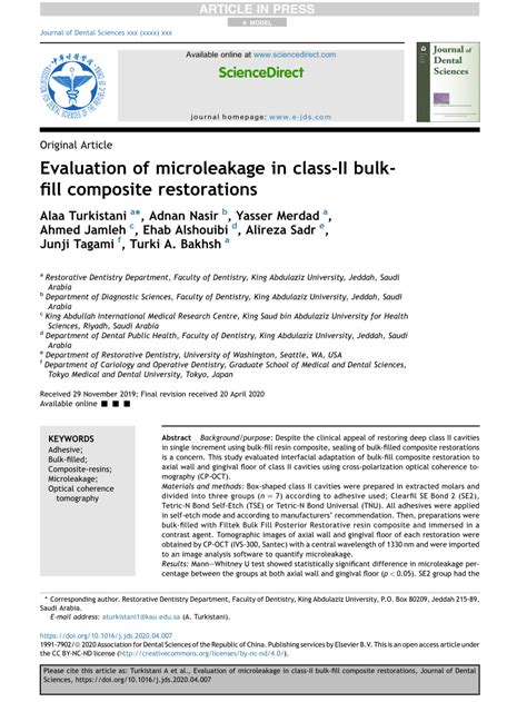 Pdf Evaluation Of Microleakage In Class Ii Bulk Fill Composite Restorations