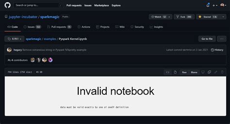 Bug Pyspark Kernelipynb Shows On Github Invalid Notebook · Issue