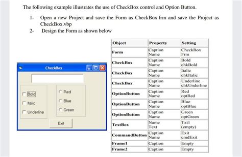 Solved The Following Example Illustrates The Use Of CheckBox Chegg Com