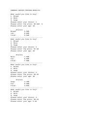 COSC ASSIGNMENT Docx CONSOLE OUTPUT TESTING RESULTS What Would You Like To Buy Bread