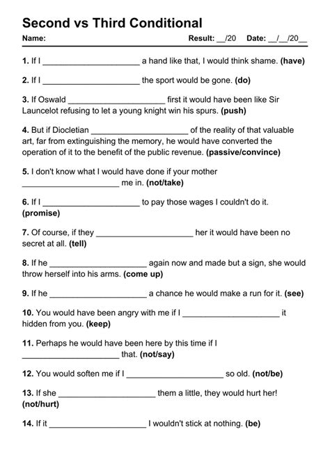 101 Printable Second Vs Third Conditional Pdf Worksheets Grammarism