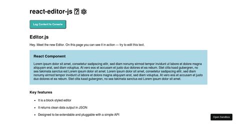 Editorjs React Editor Js Example With Custom React Block Template Codesandbox