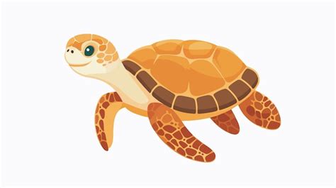 Cute Turtle Icon Design On White Background Premium Ai Generated Vector