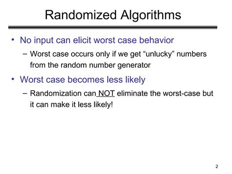 Randomizing Quicksort Algorith With Example PPT