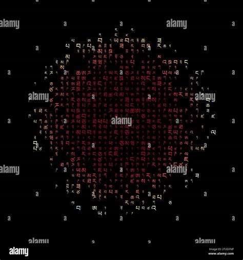 Amazing Matrix Background In Red Yellow And Blue Colors Grid Of Random Tibetan Symbols