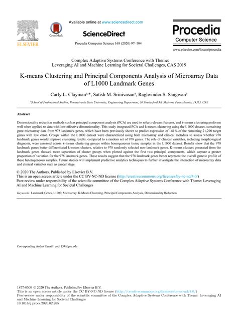 Pdf K Means Clustering And Principal Components Analysis Of