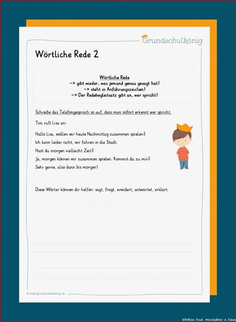 Wörtliche Rede Arbeitsblätter Klasse Stile Sie Kennen Müssen
